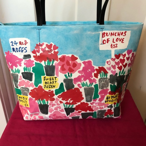 kate spade | Bags | Authentic Kate Spade Be Mine Rose Scene Hallietote ...